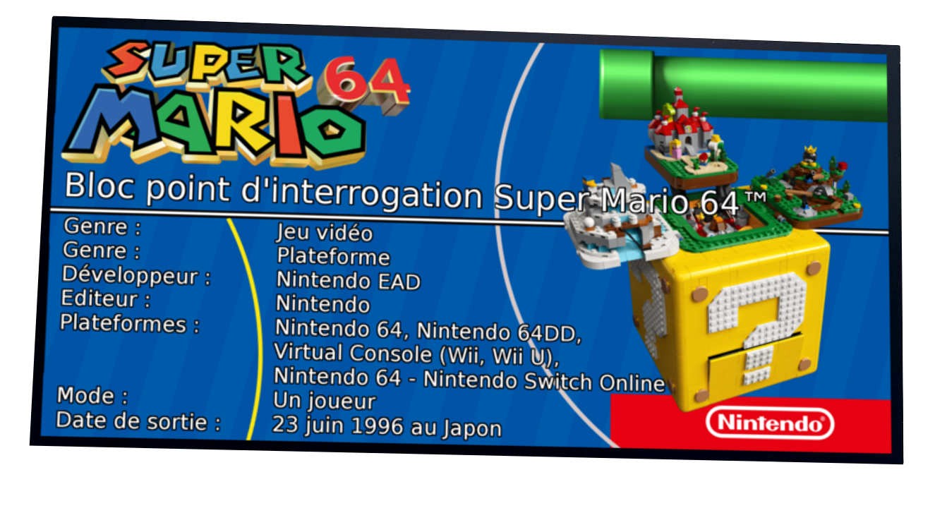 Plaque Type Bloc point d'interrogation Super Mario 64 -réf 71395