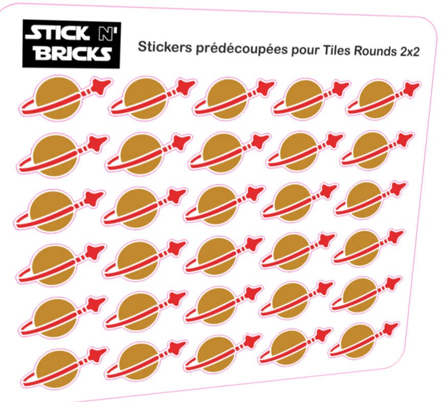Planche reproduction stickers logo space pour tiles rounds 2x2