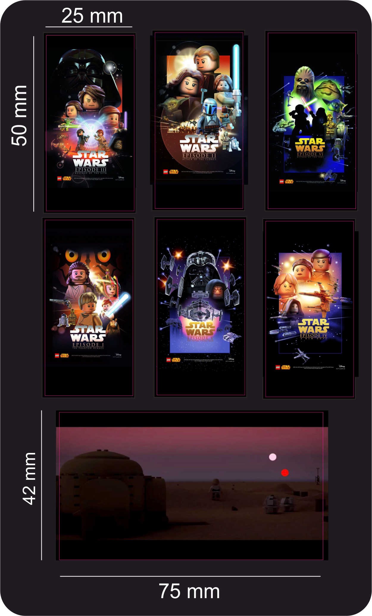 Planche de stickers type affiches de cinéma et écran de projection Star ...